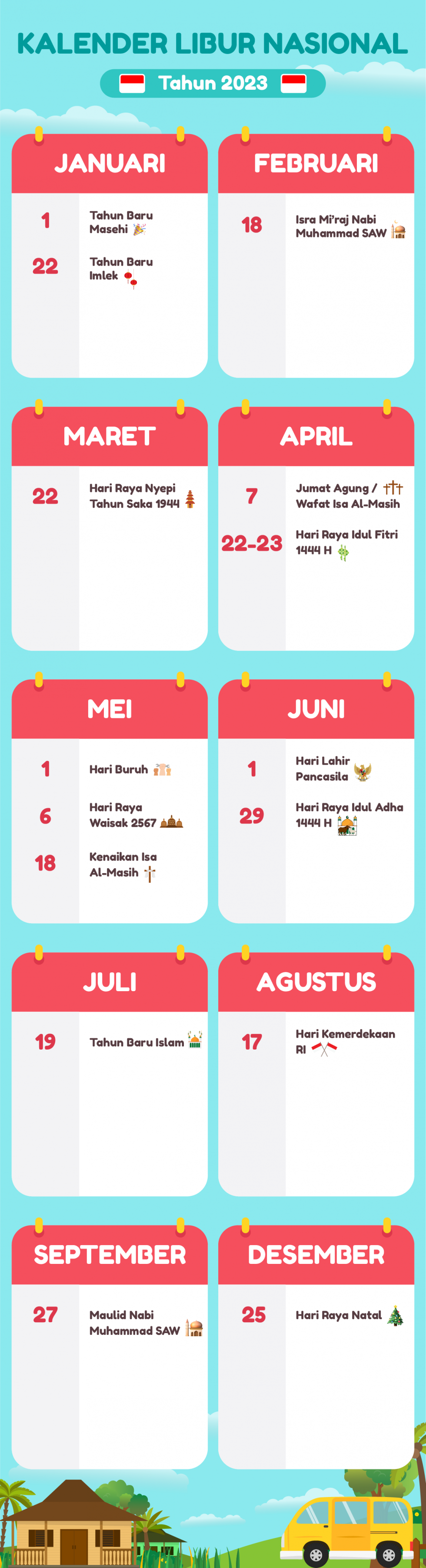 CATAT! Kalender Hari Libur Nasional Indonesia 2023